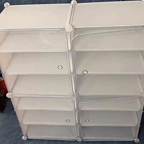 XUANIIIL Portable Shoe Rack Organizer with Door, 72 Pairs Shoe Storage Modular Cabinet, Plastic Adjustable Box Shelves Stackable Detachable DIY Standing Shelf Rack (3 * 12-Tiers)