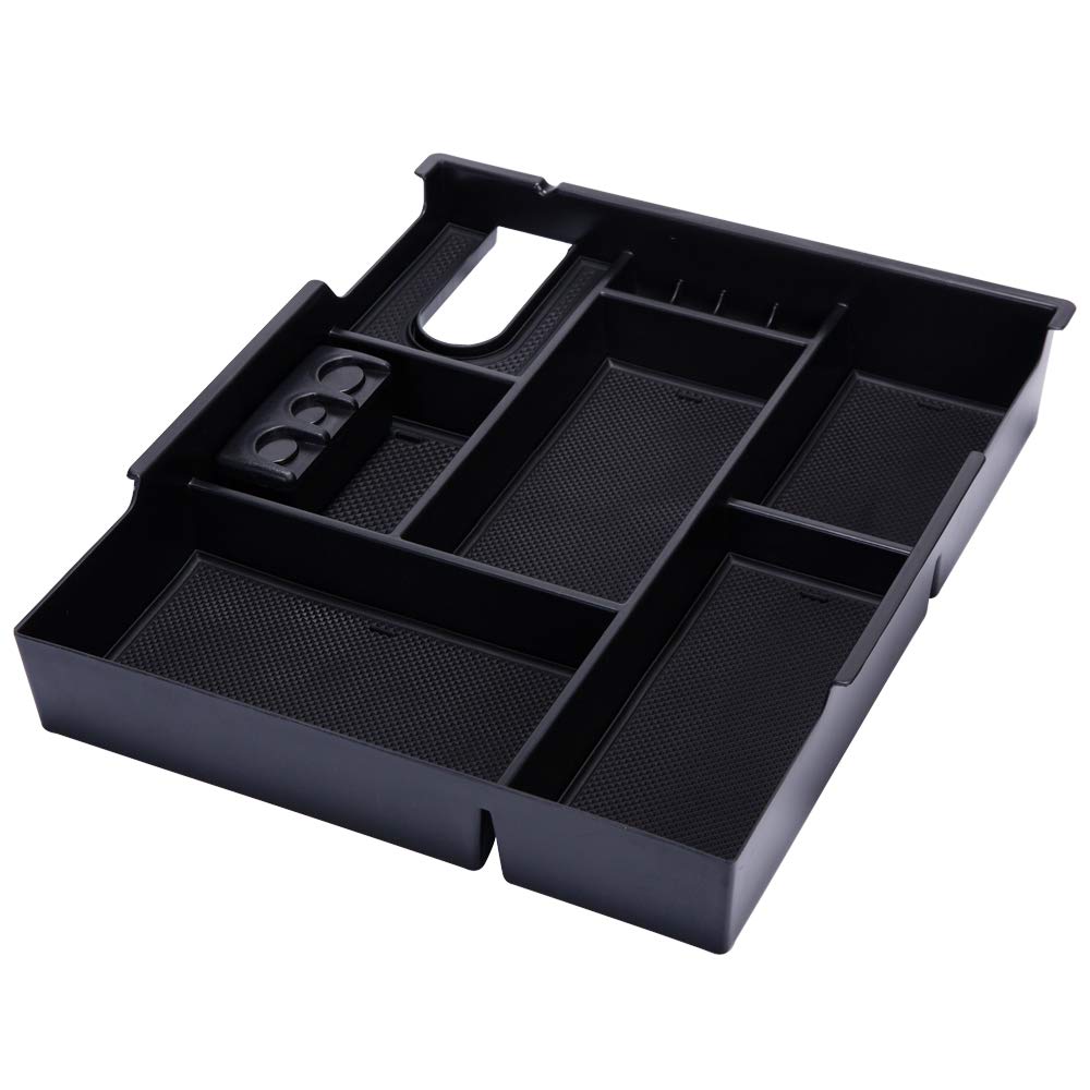 JDMCAR Compatible with Toyota Tundra Accessories 2014-2021 Center Console Organizer, Insert ABS Black Materials Tray, Armrest Secondary Storage Box - Full Tray