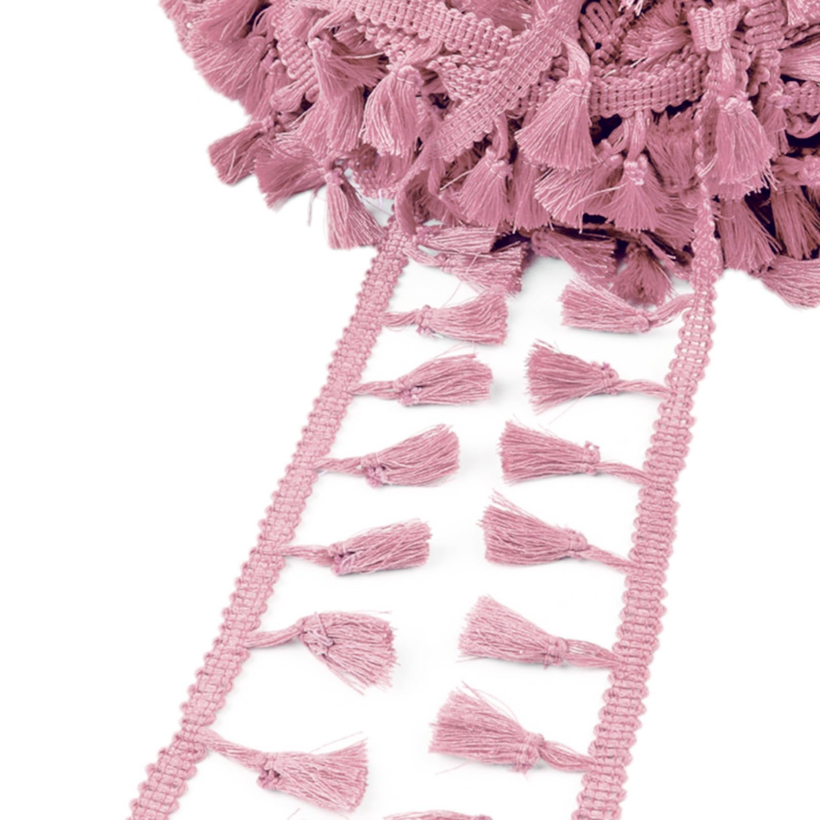 MSCFTFB 20 Yards Mini Tassel Fringe Trim,Boho Tassels Ribbon for Women,1.6inch Wide Sewing Fabric Lace for DIY Jewelry Clothing Bag Curtain Home Party Decor(Rosy Brown)