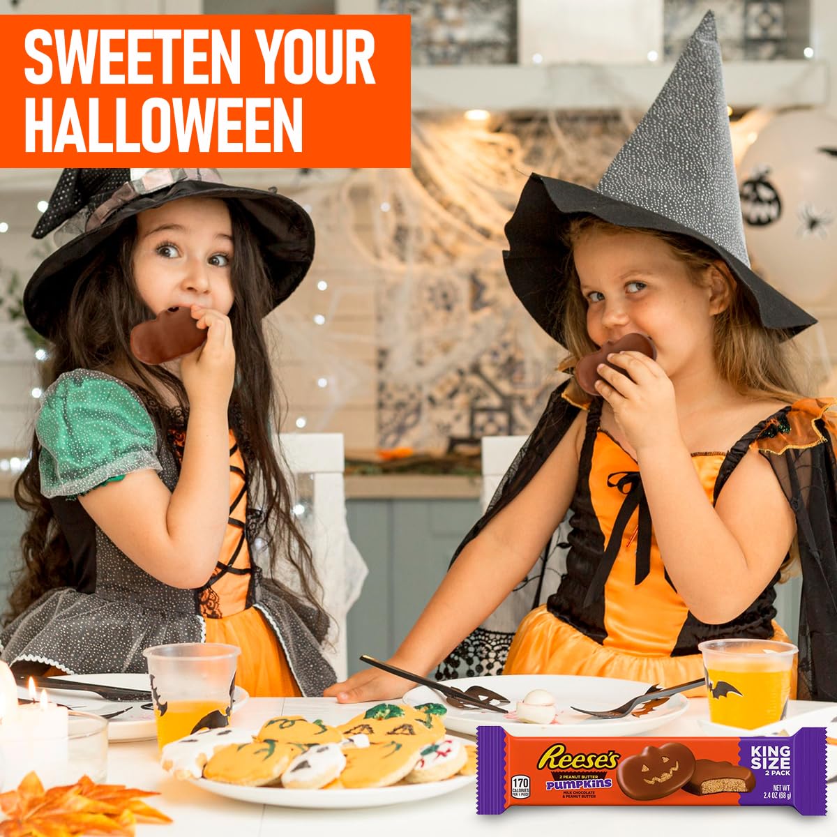 Reese’sHalloween Peanut Butter Pumpkin Cups King Size Pack of 3 - Delicious Treats ReesesHalloween Candy KingSize Bars for Spooktacular Festivities - Great for Kids and Adults 2.8 Oz, 170 Calories