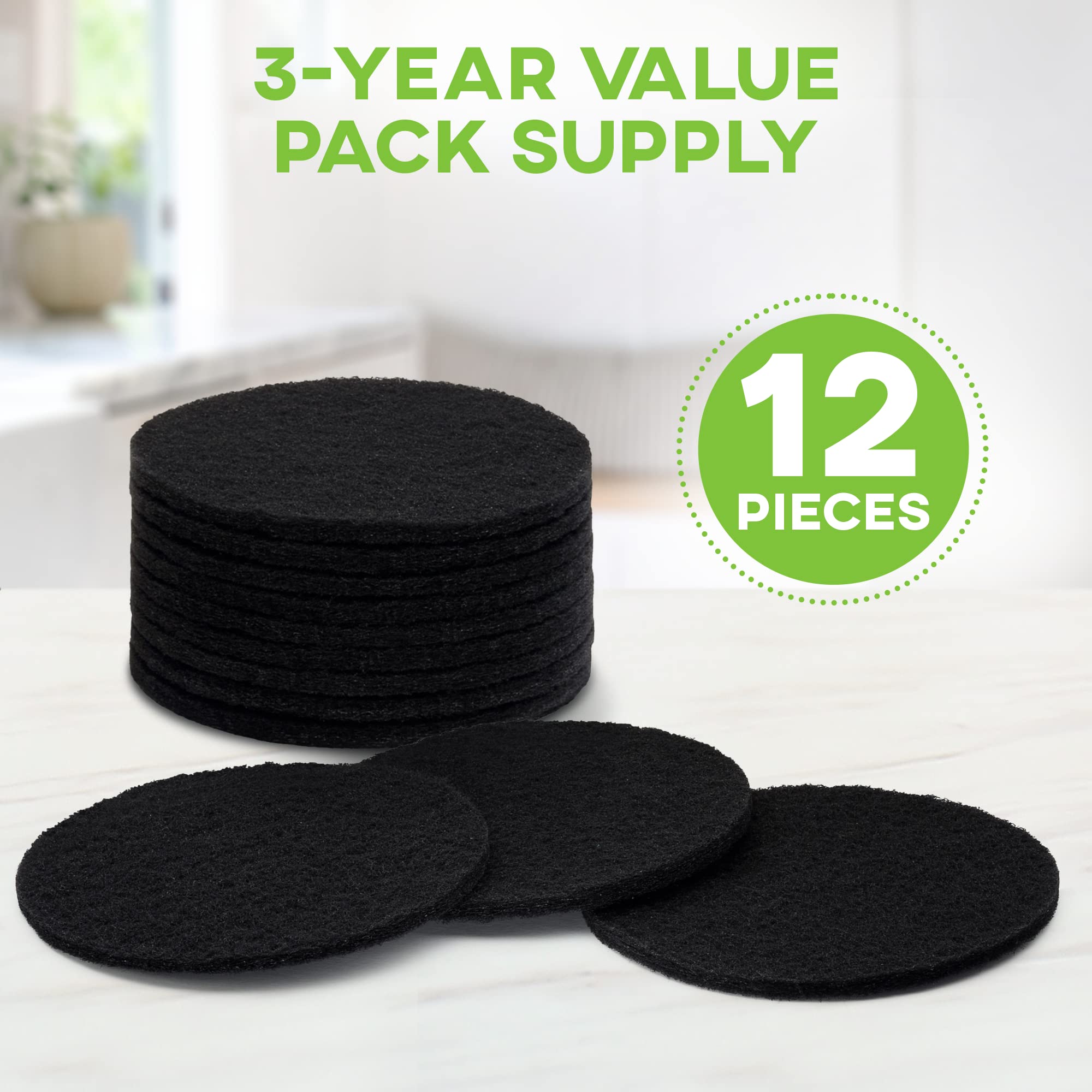 Third Rock Charcoal Filter Replacements for Kitchen Compost Bin - 12 Pack - 5.1 inches in Diameter | Designed to Fit 1 Gallon Third Rock Compost Bin | Premium Extra Thick Filters | 3 Years Supply
