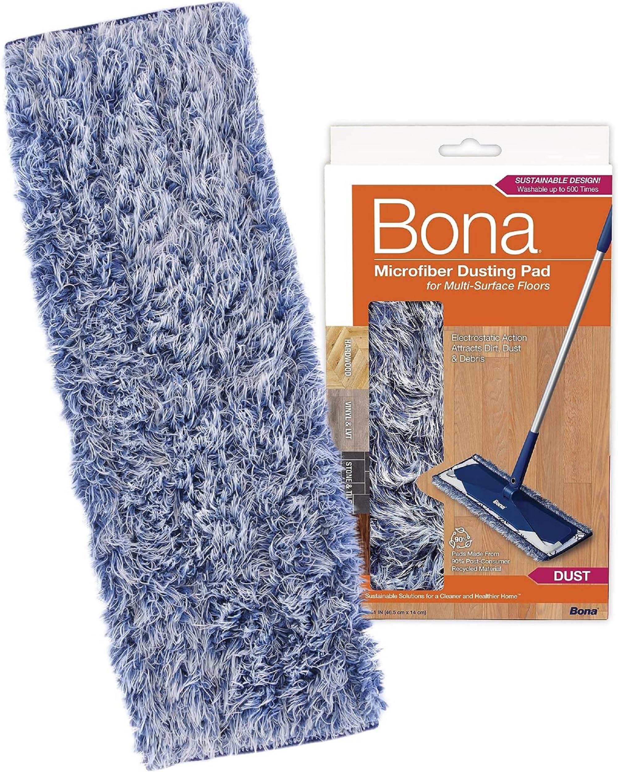 Bona Microfiber Dusting Pad, for Hardwood and Hard-Surface Floors, fits Bona Family of Mops