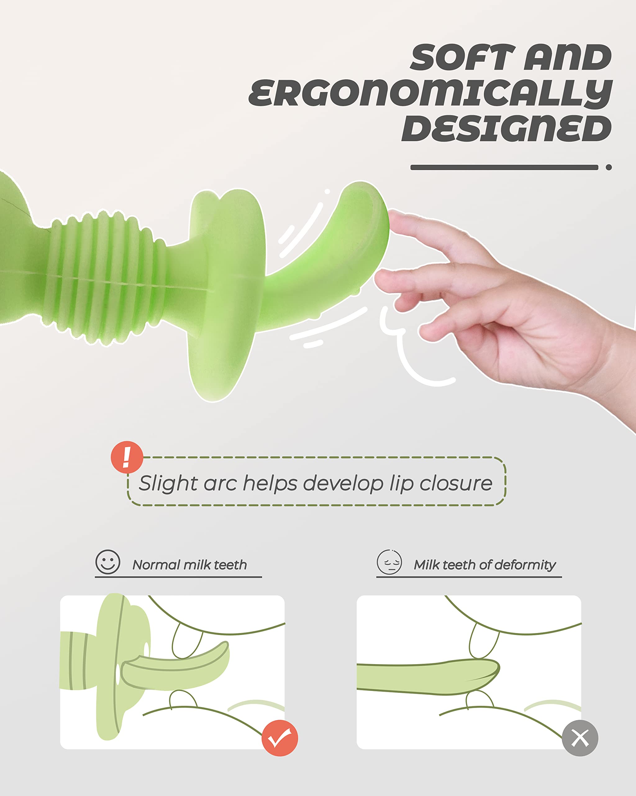 4 Pcs Baby Spoons Self Feeding 6 Months, Silicone Baby Spoons First Stage and Baby Fork, Toddler Utensils for Baby Led Weaning with 2 Cases (Green, Grey)