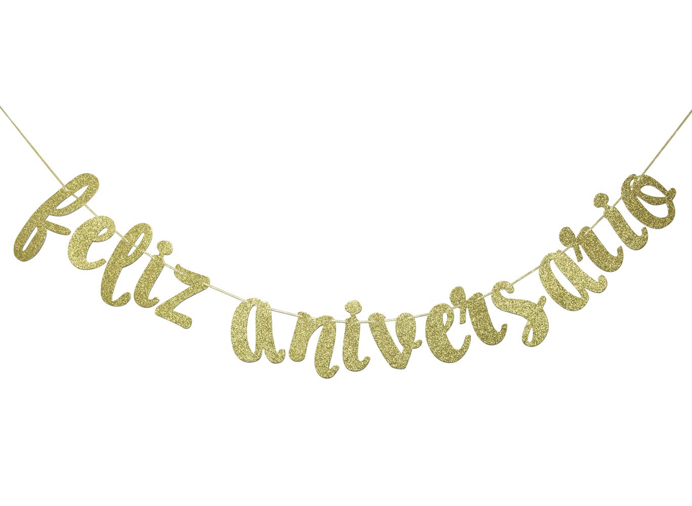Feliz Aniversario Banner for Happy Birthday Wedding Anniversary Party Decorations Spanish Fiesta Mexican Theme Sign Photo Backdrop (Gold Glitter)