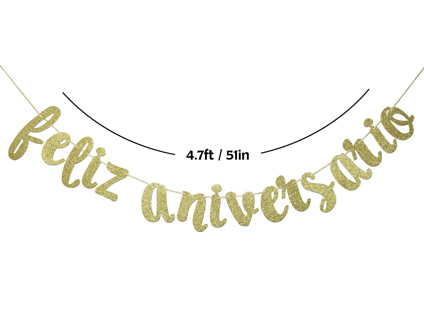 Feliz Aniversario Banner for Happy Birthday Wedding Anniversary Party Decorations Spanish Fiesta Mexican Theme Sign Photo Backdrop (Gold Glitter)