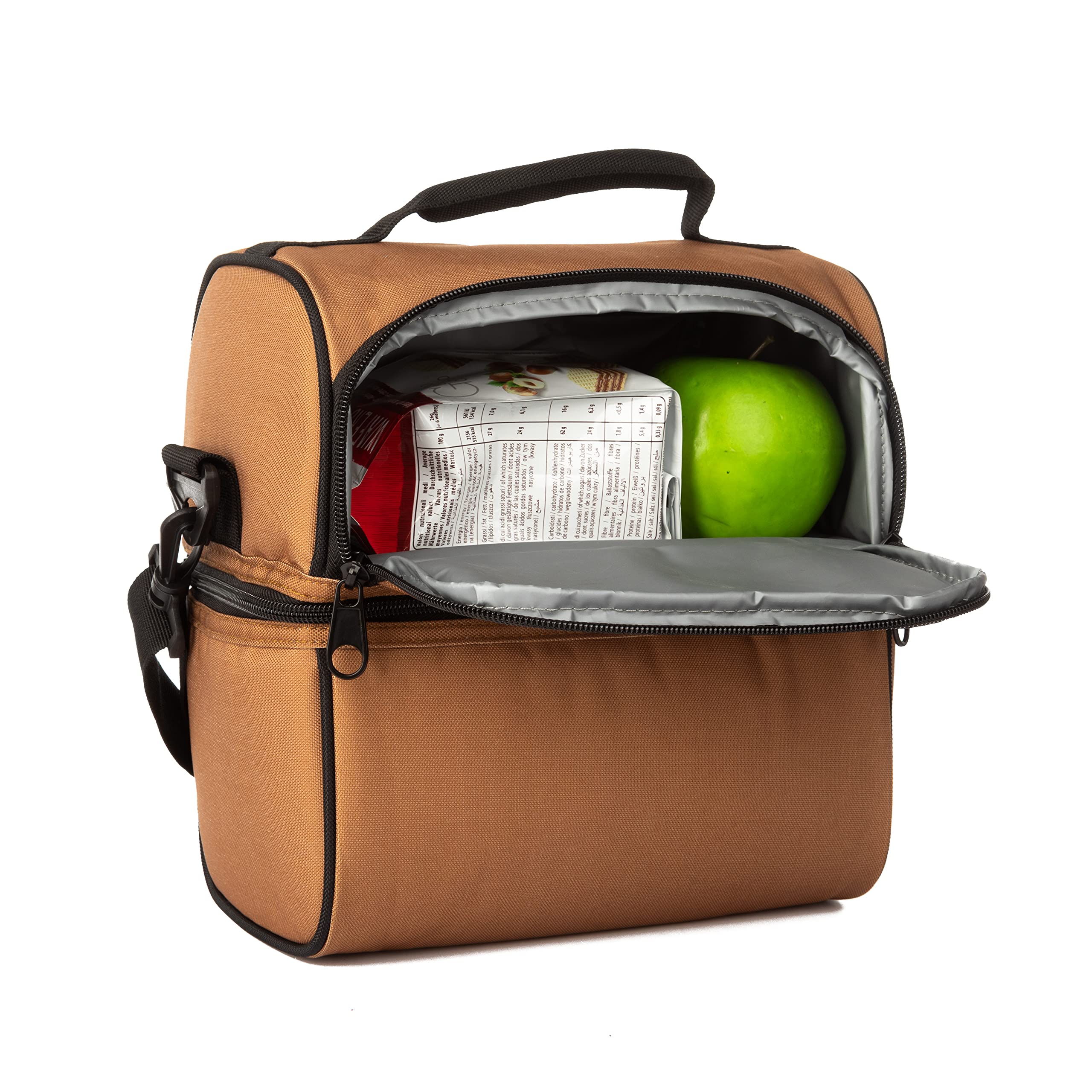 Dickies Insulated Multi-Compartment Lunch Box Reusable Beach Cooler Tote Bag (Duck Brown)
