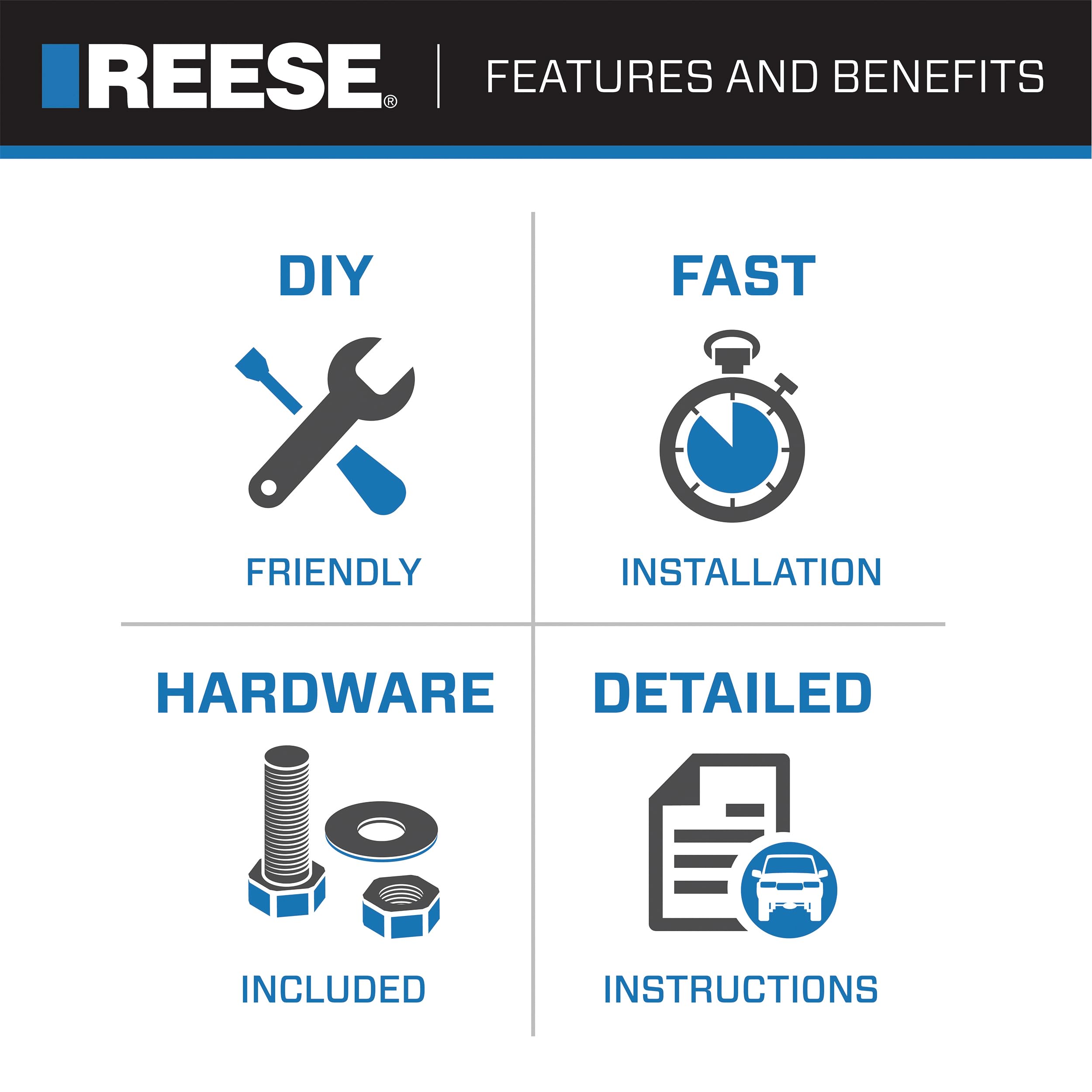Reese Towpower 77139 Class I Insta-Hitch with 1-1/4" Square Receiver opening