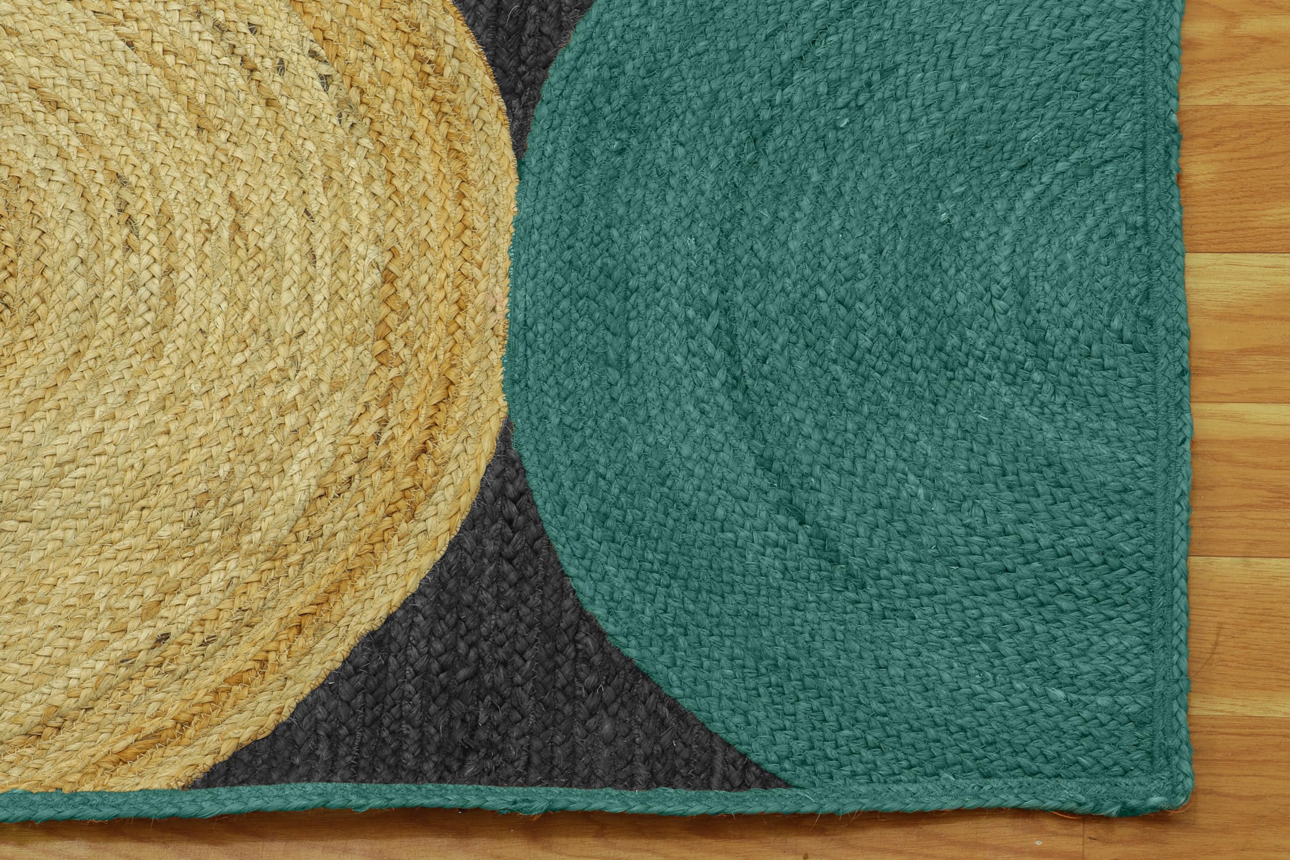 CASAVANI Rectangular - Area Rug 8x11 Black & Multi Pattern Braided Jute Rug Geometric Kilim Rug Indoor Outdoor Use Carpet Flatweave Rugs for Bedroom Dining Room Living Room