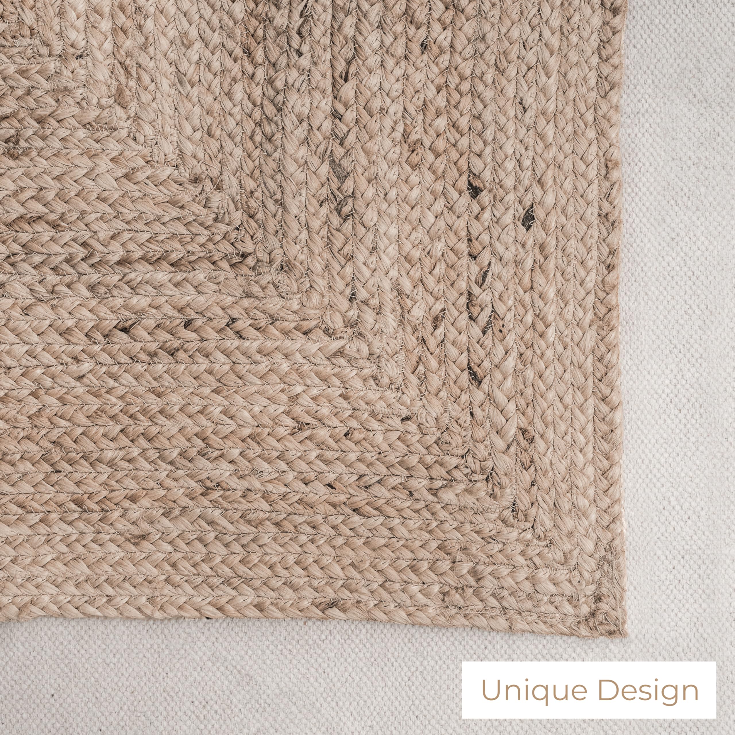 RAJRANG Large Jute Rug 8'x 10' - Natural Handwoven Reversible Braided Rectangle Area Rugs