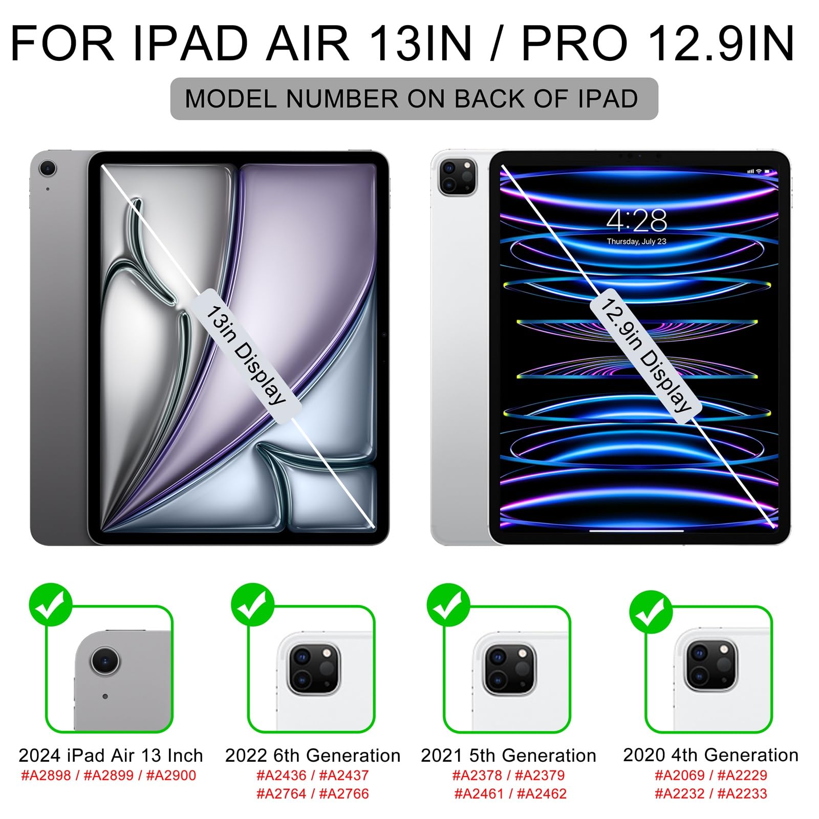 Soke Clear Case for iPad Air 13 Inch M3 2025 & M2 2024 - Built-in Pencil Holder+Auto Sleep/Wake+Camera Protection, Shockproof Back Cover for Apple iPad Pro 12.9 Inch,Watermelon