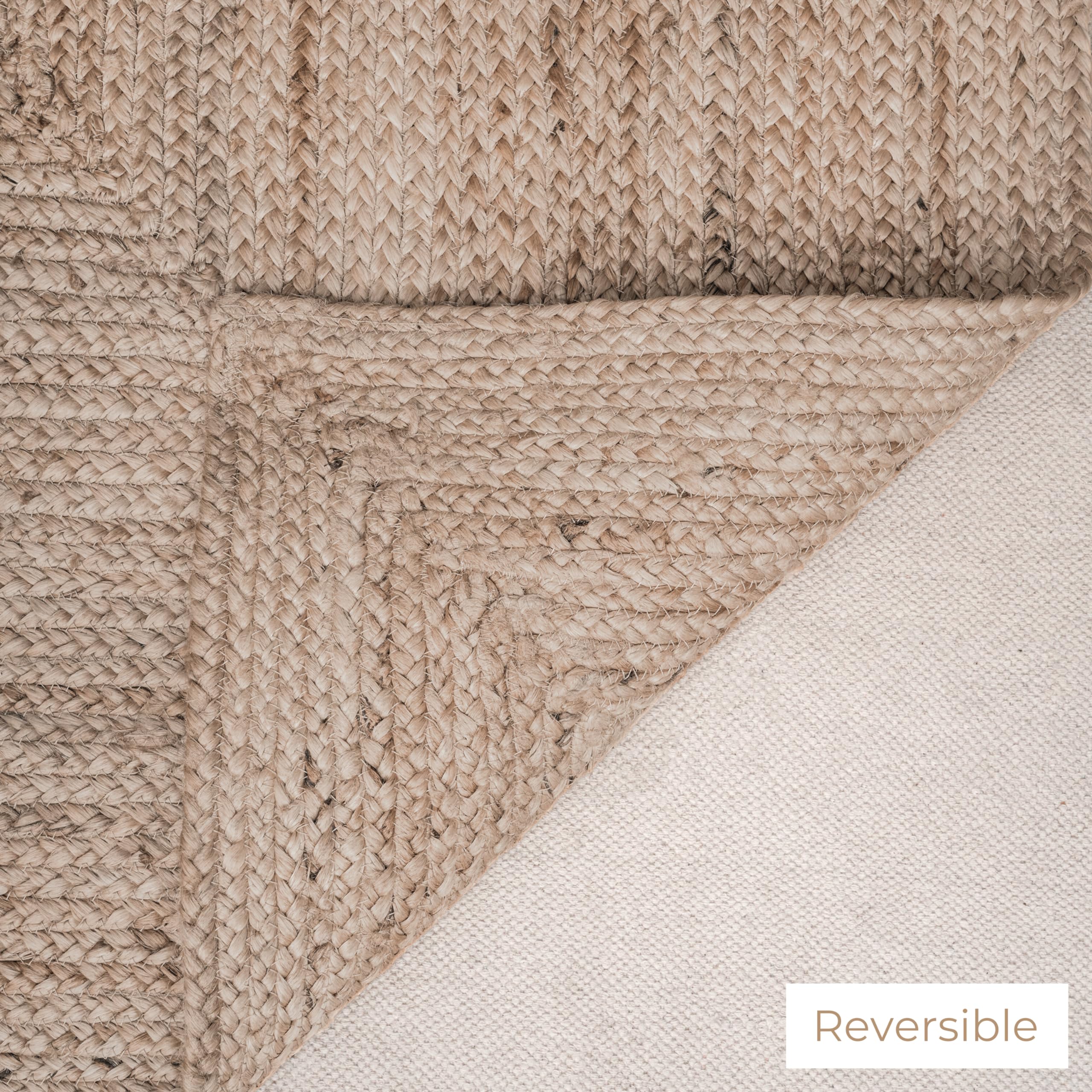 RAJRANG Large Jute Rug 8'x 10' - Natural Handwoven Reversible Braided Rectangle Area Rugs