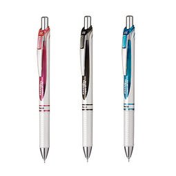 Pentel Energel Deluxe RTX Retractable Liquid Gel Pen,0.5mm, Fine Line, Needle Tip,Pearl Body Type, Black. Ink, 3 Color Accent Assort-Each 1 Pens/Total 3 Pens