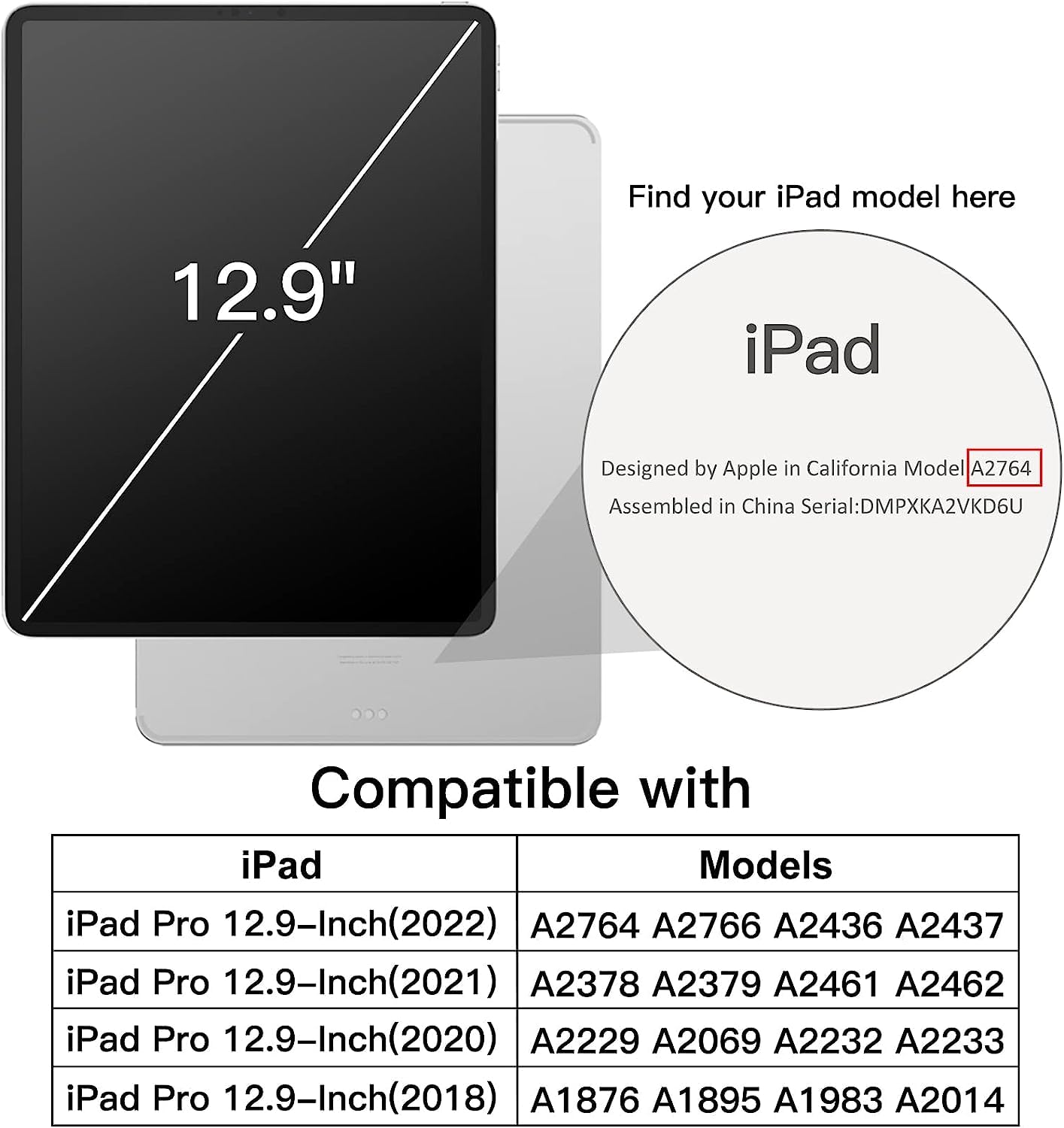 AHPYEBZ Clear Case for iPad Pro 12.9 inch 6th/5th/4th/3rd Generation (2022/2021/2020),Clear case for iPad Pro 12.9 Shockproof TPU Protective Case (Transparent)
