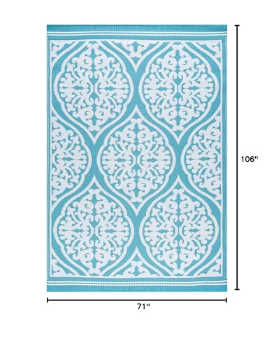 Reversible Plastic Straw, Water Resistant Outdoor Rug 6x9 for Patio, Deck, Porch, Camping, RV | Fade Resistant Outside Area Rugs for Patios | Size 5'11'' x 8'10''