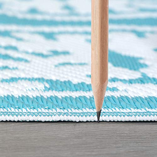 Reversible Plastic Straw, Water Resistant Outdoor Rug 6x9 for Patio, Deck, Porch, Camping, RV | Fade Resistant Outside Area Rugs for Patios | Size 5'11'' x 8'10''