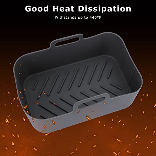 2PCS Air Fryer Silicone Pot for Ninja Foodi Dual DZ201 DZ401, Reusable Air Fryer Silicone Liners for Ninja 8QT with Mitts Basket Accessories