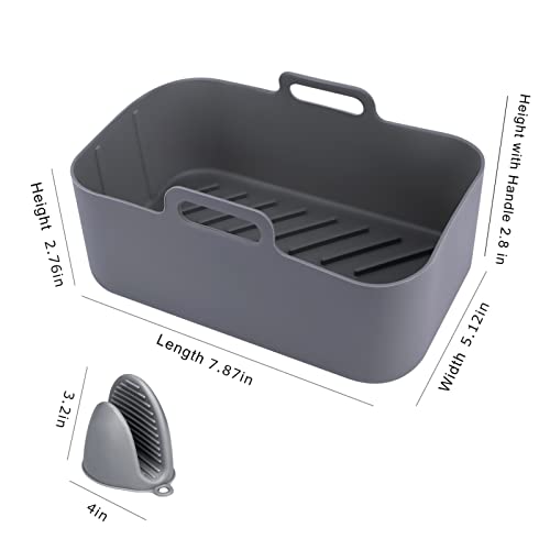 2PCS Air Fryer Silicone Pot for Ninja Foodi Dual DZ201 DZ401, Reusable Air Fryer Silicone Liners for Ninja 8QT with Mitts Basket Accessories