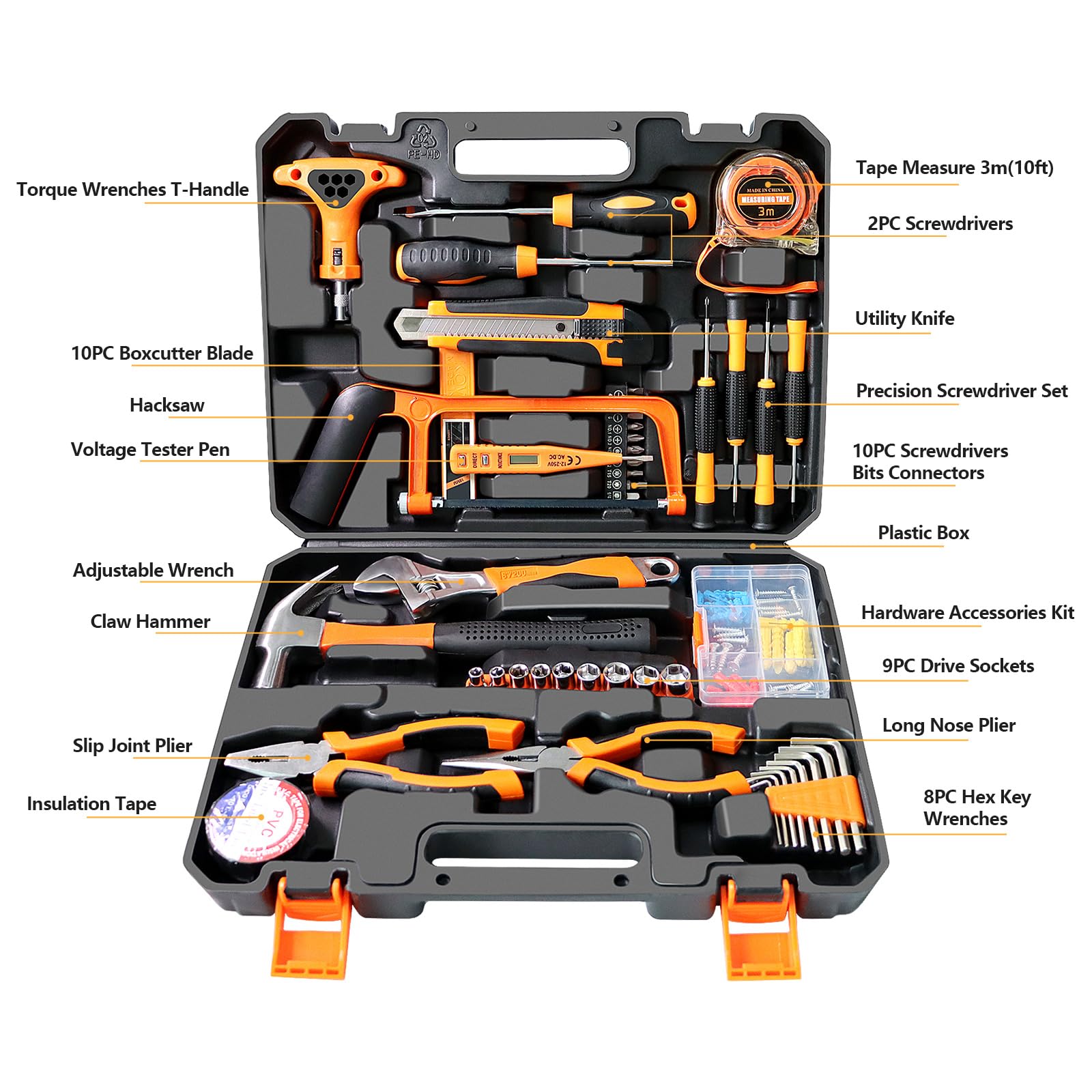 tool kit box set 95pc,Small cordless with power drill bit,Car Tools kit or Portable Case,Thanksgiving Day Travel electric drill ToolKit,Handyman Repair for home Men/Women tools Gifts