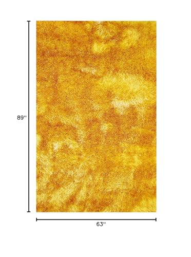 Brilliant Shag Yellow Rug - Indoor Home Living Room Carpet, Size: 7'6" x 10'3", Soft, Plush Rug