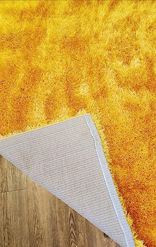 Brilliant Shag Yellow Rug - Indoor Home Living Room Carpet, Size: 7'6" x 10'3", Soft, Plush Rug