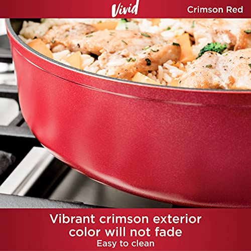 Ninja C29500 Foodi NeverStick Vivid 10-Piece Cookware Set with Lids, Nonstick, Durable & Oven Safe to 400°F, Cool-Touch Handles, Crimson Red