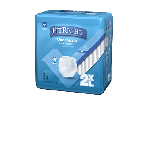 FitRight Adult Incontinence Underwear, Heavy Absorbency, XX-Large, 68-80 (80 Count)