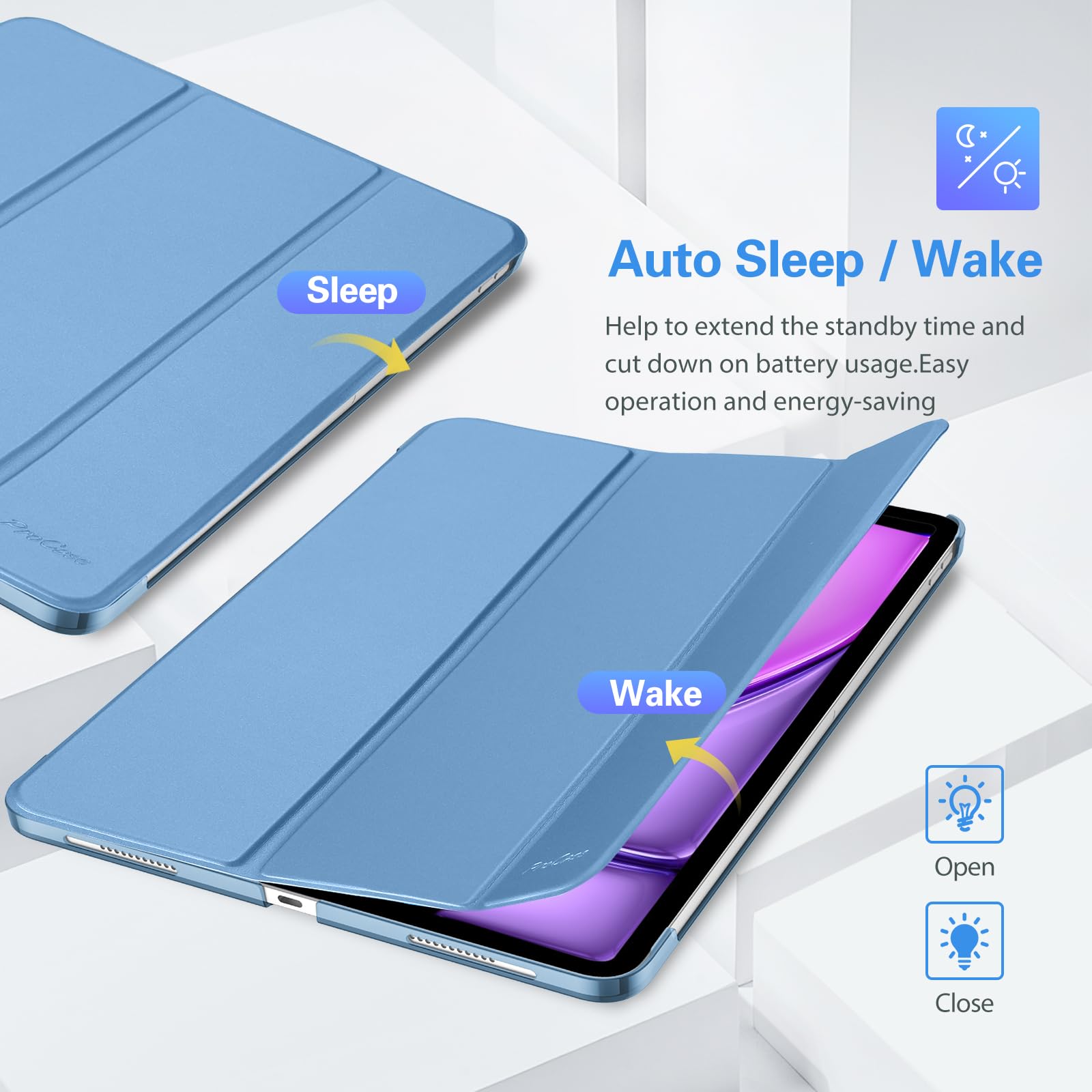 ProCase Smart Case for iPad Pro 12.9 2022/2021/2020/2018, Slim Stand Hard Back Shell Smart Cover for iPad Pro 12.9" 6th Gen/5th Gen/4th Gen/3rd Gen -Blue