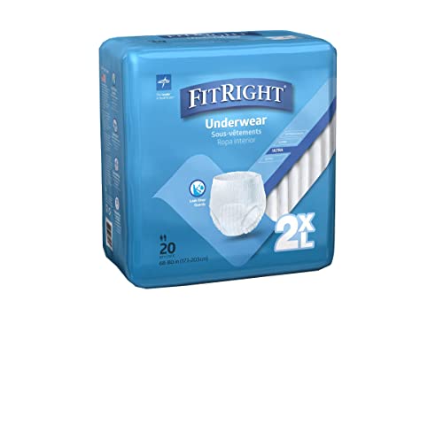 FitRight Adult Incontinence Underwear, Heavy Absorbency, XX-Large, 68-80 (80 Count)