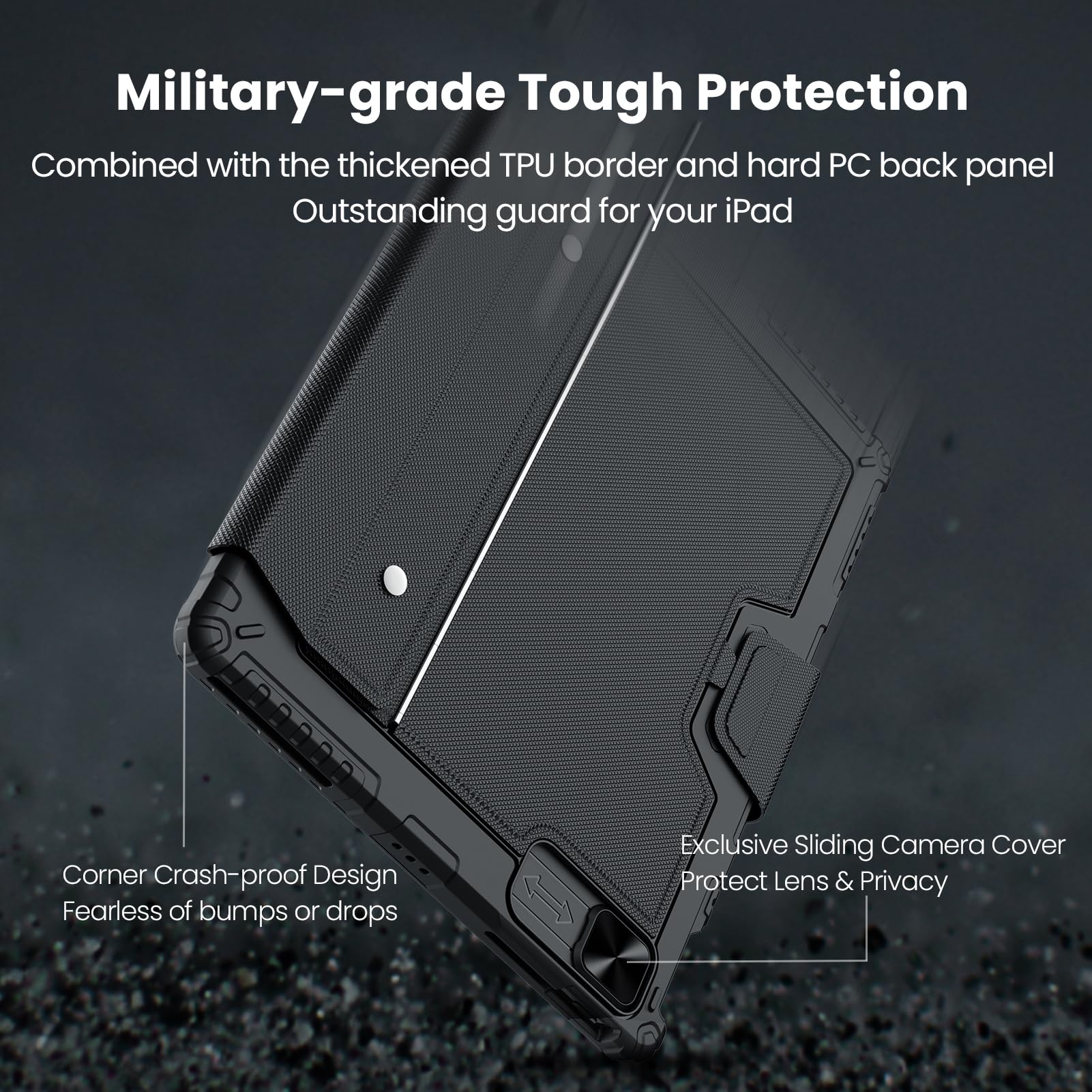 Nillkin Keyboard Case for iPad Air 13-inch (M3 2025/M2 2024), iPad Pro 12.9-inch (6th/5th/4th/3rd Gen) Rugged Case with Detachable Keyboard, Magic Trackpad, 7-Color Backlit, Portrait/Landscape, Black