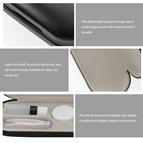 Healifty Contact Lens Case and Glasses Case - 2 in 1 Double Sided Eye Contact Case with Built-in Mirror, Tweezer and Contact Solution Bottle - Portable Contact Lens Storage Box for Travel, Black