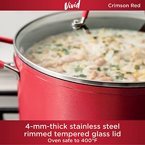 Ninja C29500 Foodi NeverStick Vivid 10-Piece Cookware Set with Lids, Nonstick, Durable & Oven Safe to 400°F, Cool-Touch Handles, Crimson Red