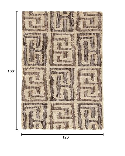 Dash and Albert Auricula Handwoven Jute Rug, 10 X 14 Feet, Black/Neutral Geometric Pattern