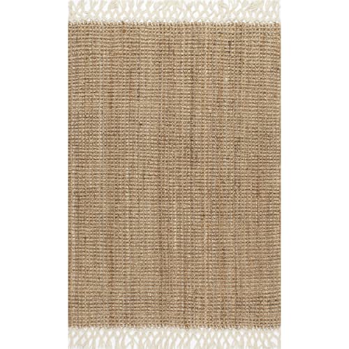 nuLOOM Raleigh Farmhouse Jute Tasseled Area Rug, 10x14, Natural