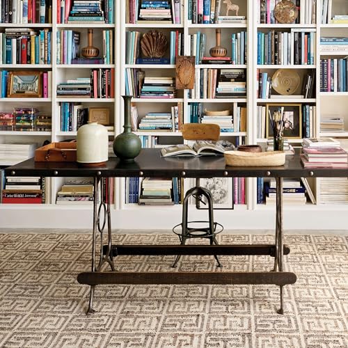 Dash and Albert Auricula Handwoven Jute Rug, 10 X 14 Feet, Black/Neutral Geometric Pattern