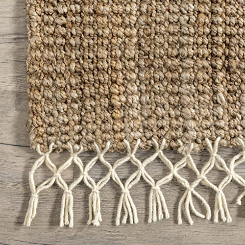 nuLOOM Raleigh Farmhouse Jute Tasseled Area Rug, 10x14, Natural
