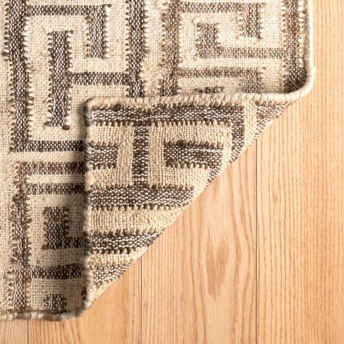 Dash and Albert Auricula Handwoven Jute Rug, 10 X 14 Feet, Black/Neutral Geometric Pattern
