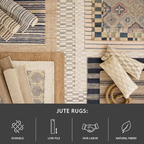 Dash and Albert Auricula Handwoven Jute Rug, 10 X 14 Feet, Black/Neutral Geometric Pattern