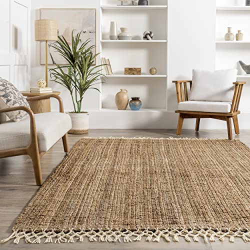 nuLOOM Raleigh Farmhouse Jute Tasseled Area Rug, 10x14, Natural