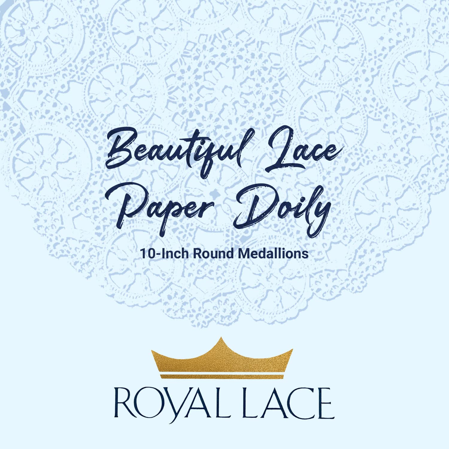 Royal Consumer Medallion Lace Round Paper Doilies, 10-Inch, Pack of 12 (B23005), White