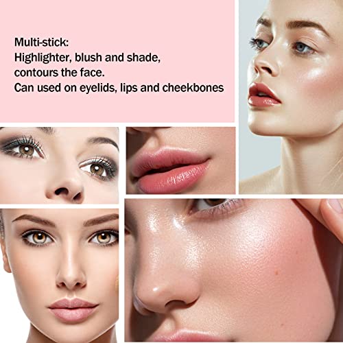 Boobeen Blush Stick Highlighter Makeup Stick Matte Contour Stick, Lightweight Cheek Blush Cream Shimmer Contouring Stick, Waterproof Multi Stick for All Skin Smooth & Natural