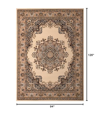 United Weavers Dallas Floral Kirman Area Rug - Ivory, 8x11, Traditional Indoor Floor Rug with Jute Backing