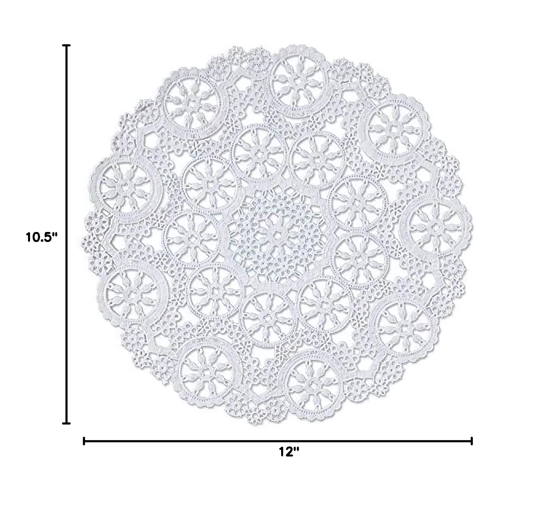 Royal Consumer Medallion Lace Round Paper Doilies, 10-Inch, Pack of 12 (B23005), White