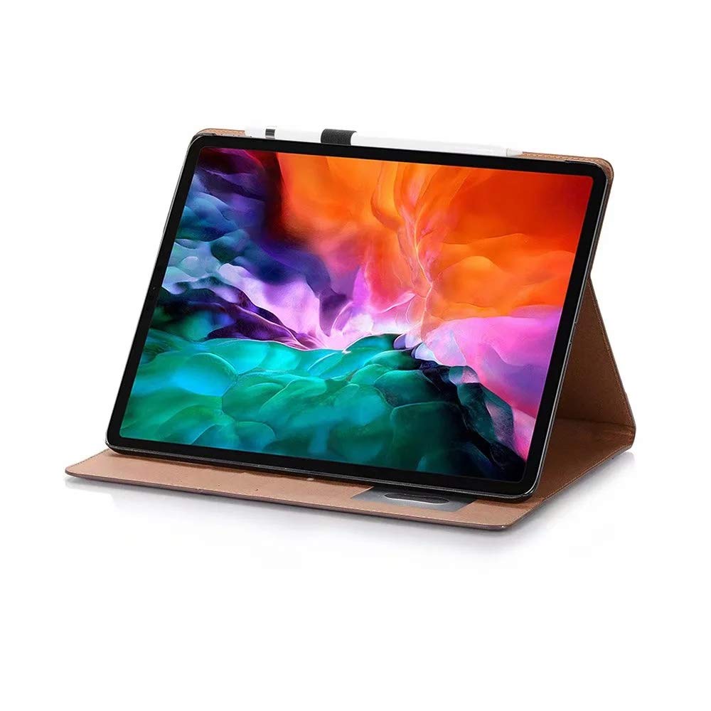 iPad Air-6 (13'') Case, iPad Pro-3 4 5 6 (12.9'') Case with Pen Holder, DMaos Business Vintage Book Synthetic Leather Stand Folio Smart Cover - Brown