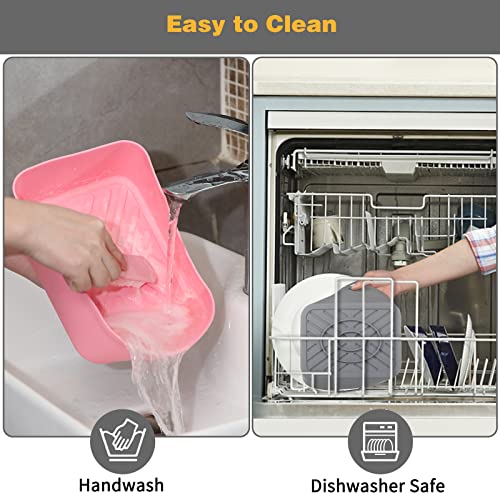 OUTXE 2-Pack 10 QT Silicone Air Fryer Liners for Ninja Dual Zone DZ401/DZ550, Reusable Rectangular Air Fryers Silicone Pot Inserts for Oven Microwave Accessories (Grey+Pink)