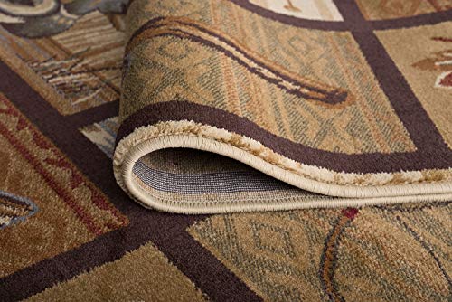 Lodge Retreat Novelty Lodge Pattern Beige Rectangle Area Rug, 8' x 10'