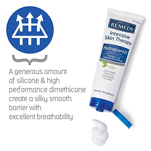 Medline Remedy Intensive Skin Therapy Hydraguard-D Silicone Barrier Cream, Gentle On Fragile Skin, Nourishes and Soothes, 2 Ounce.
