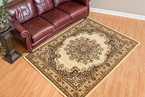 United Weavers Dallas Floral Kirman Area Rug - Ivory, 8x11, Traditional Indoor Floor Rug with Jute Backing