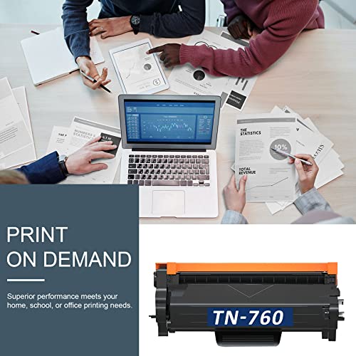 MOLIMER TN760 High Yield TN 760 TN-760 Toner Cartridge Compatible MFC-L2710DW Replacement for Brother TN760 Toner Cartridge with MFC-L2710DW DCP-L2550DW HL-L2350DW L2395DW Printer, 2-Pack, Black