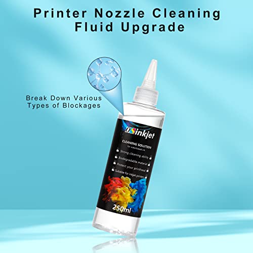 Osinkjet 250ml Printhead Cleaning Kit for Epson HP Canon Brother 8600 8610 8620 ET-2760 WF-7720 WF-3640 WF-7620 WF-2750 WF-2650 ET-2650 C88 Liquid Printers Nozzle