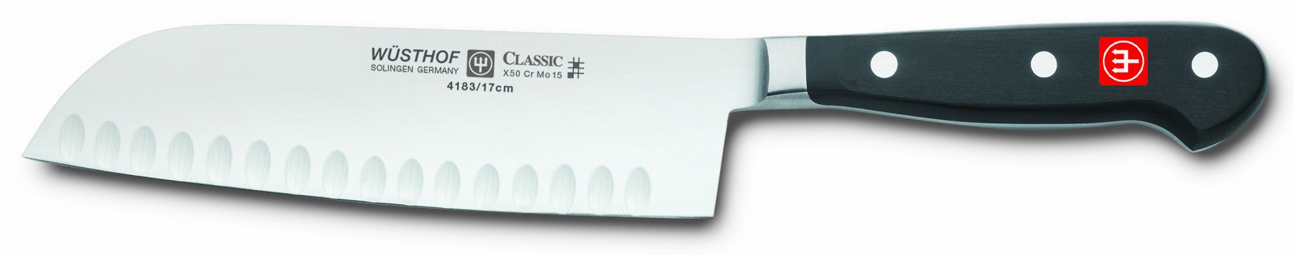 Wusthof 4183 Wusthof Classic Hollow Edge Santoku Knife 7, 7", Black
